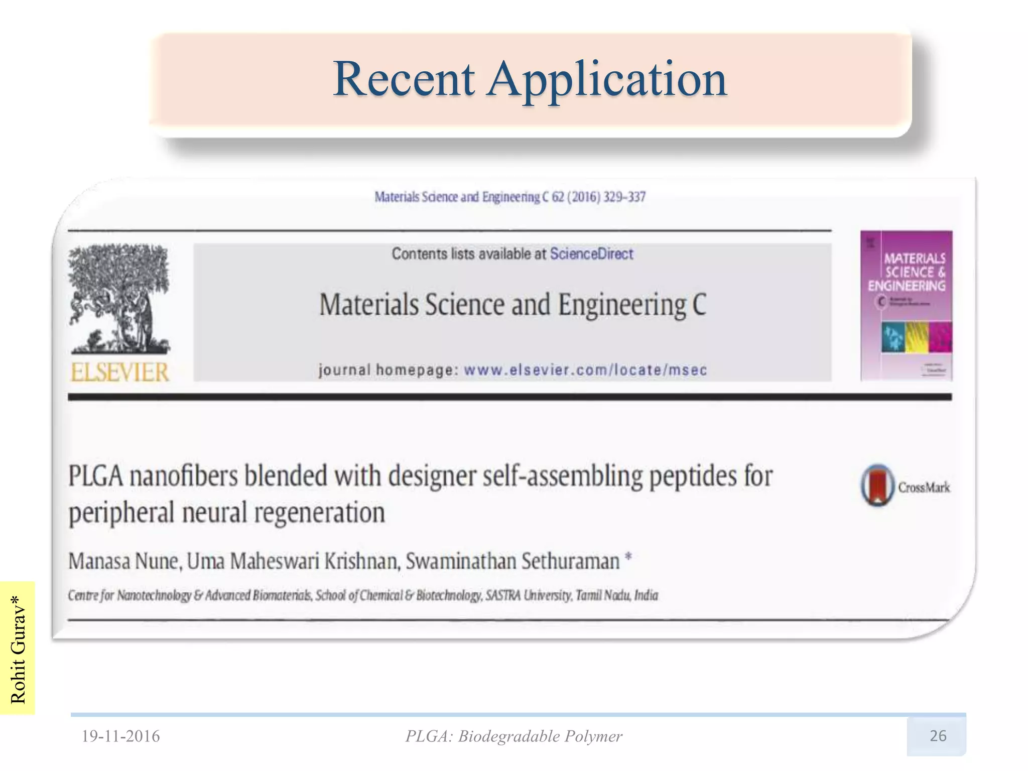 PLGA: an biodegradable polymer | PPTX