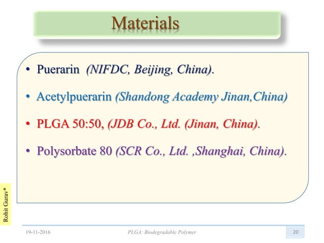 PLGA: an biodegradable polymer | PPTX | Chemistry | Science