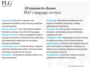 PLG Language Services | PPS | Desktop Publishing | Computer Software ...