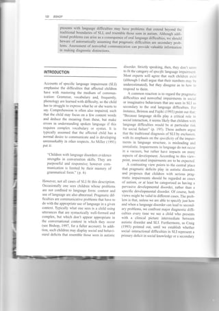 Pragmatic language impairment in relation to autism and SLI | PDF
