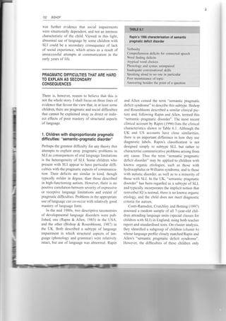 Pragmatic language impairment in relation to autism and SLI | PDF