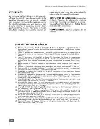 Plicatura del musculo diafragma por toracoscopia por dos puertos | PDF