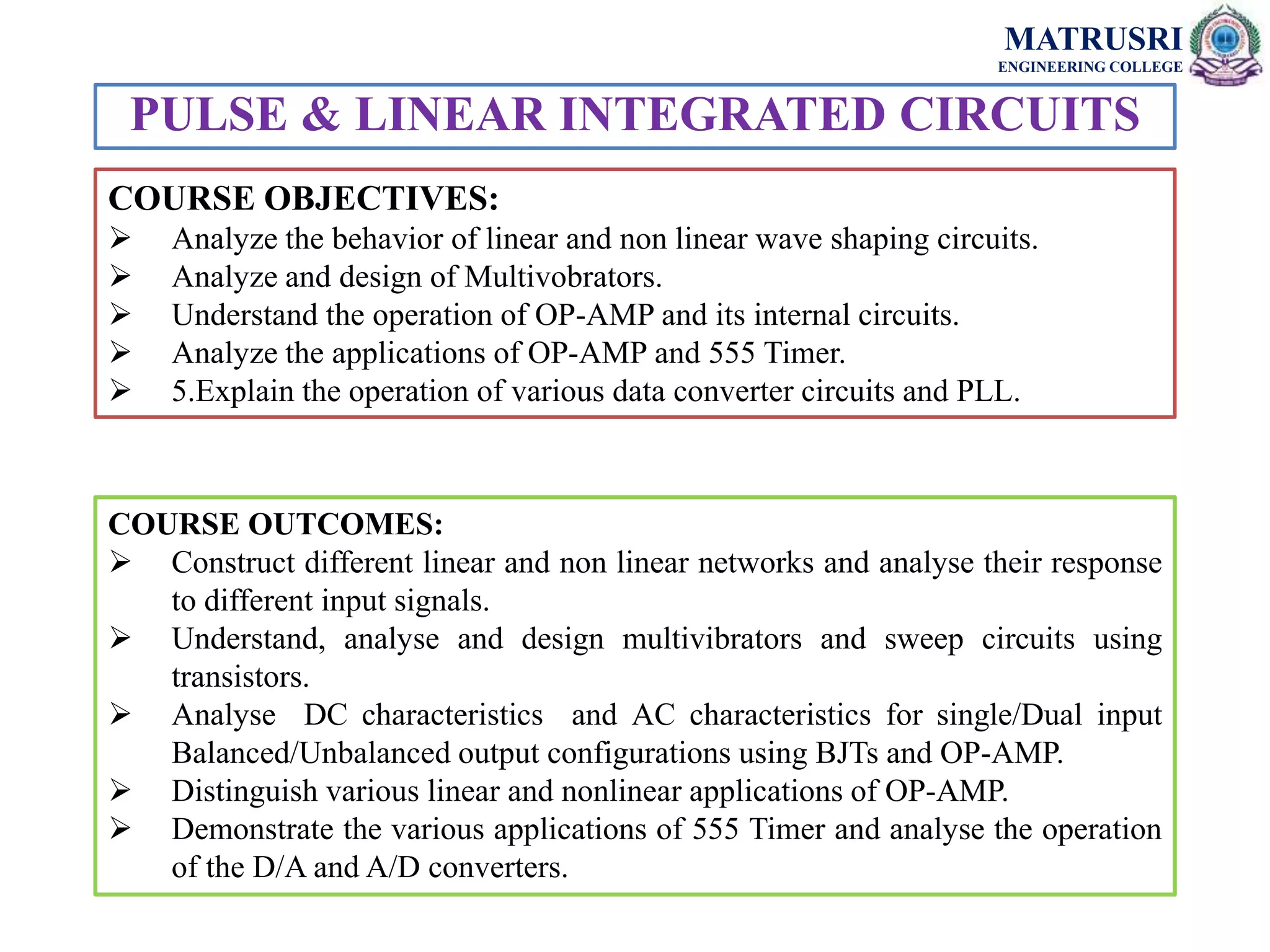 Pulse & Linear Integrated Circuits | PPT