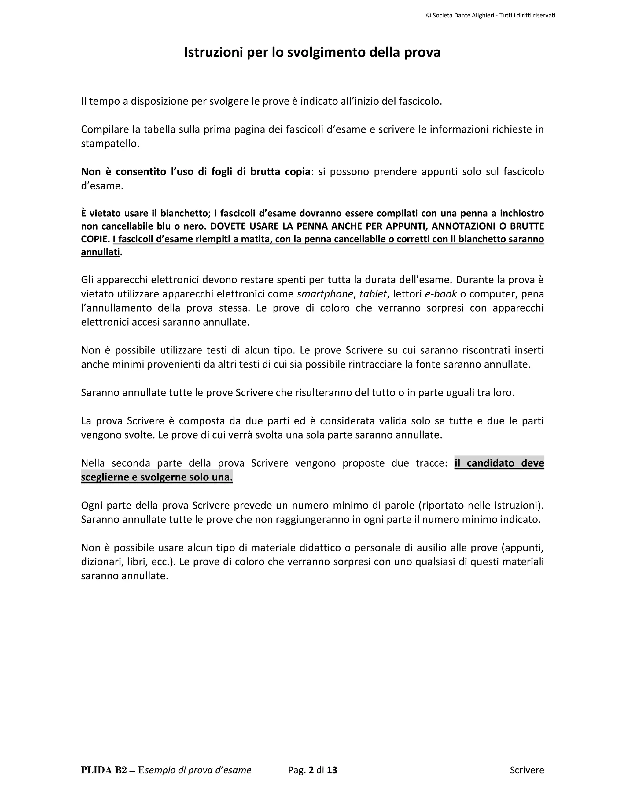 Plida b2 prova esempio - scrivere | PDF