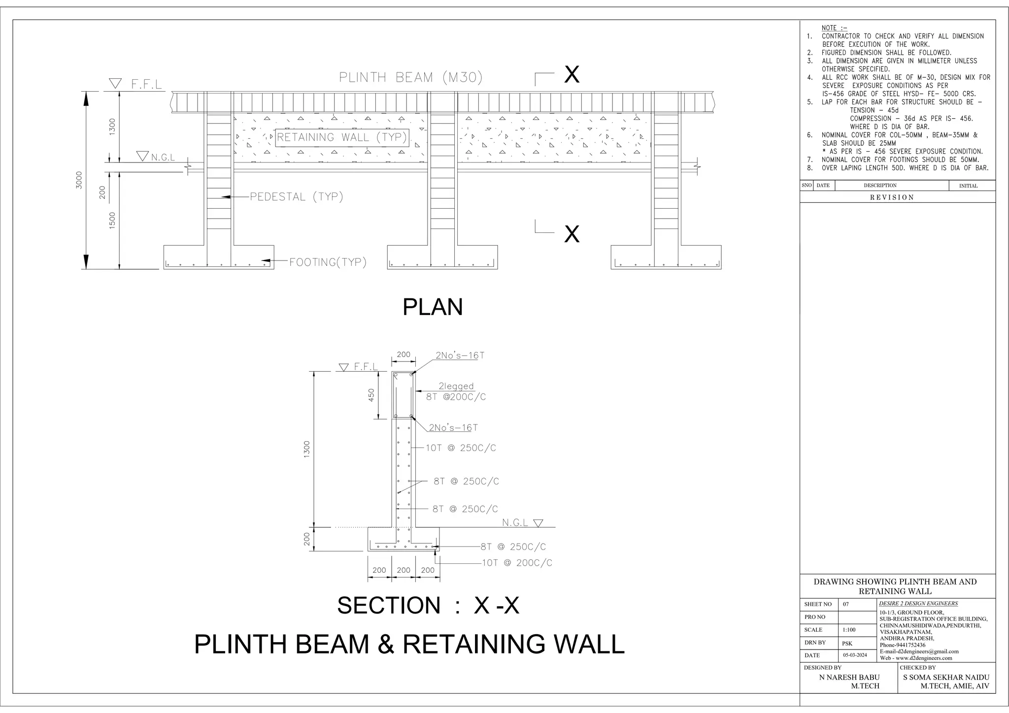 PLINTH BEAM and retaining wall details w | PDF