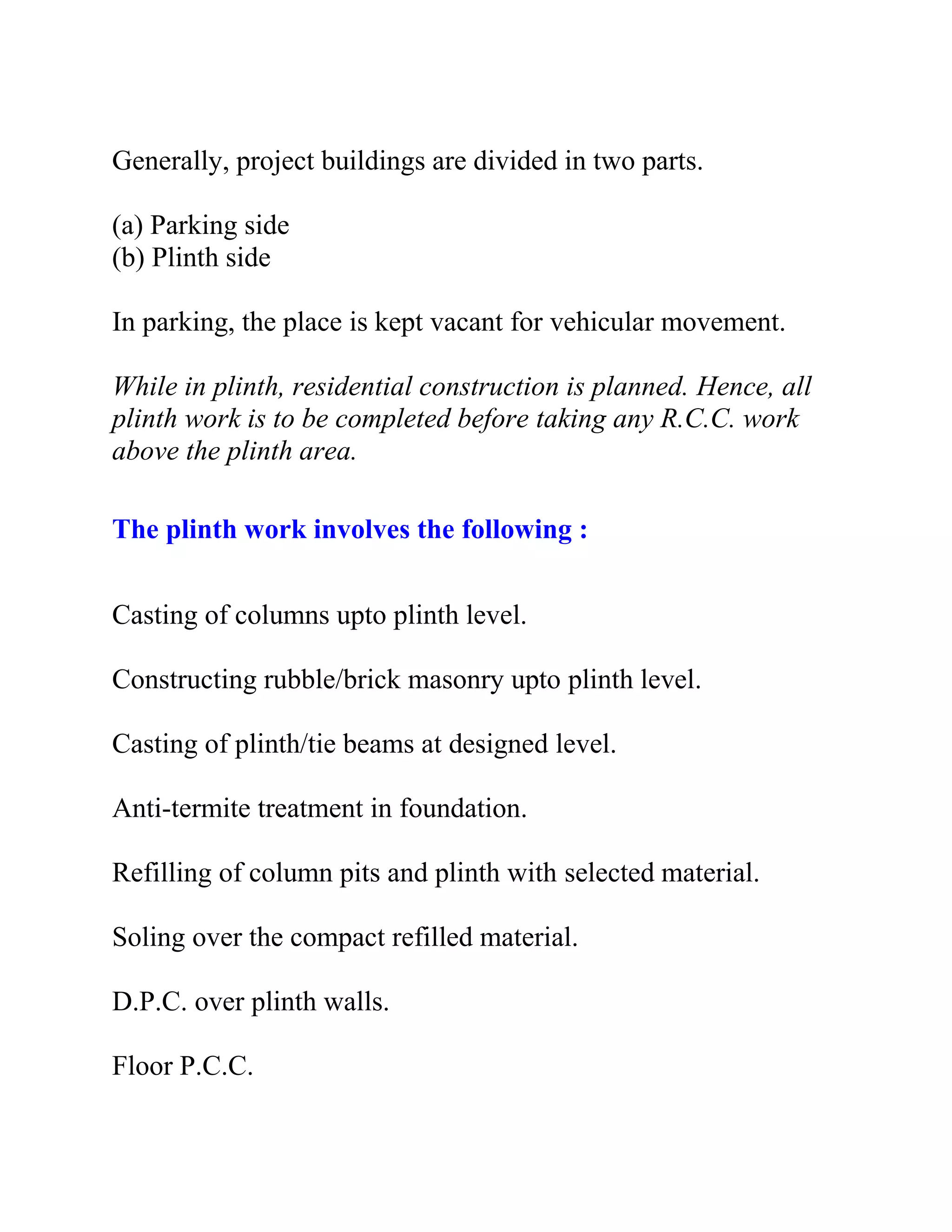 Plinth beam work procedure - checklist, protection | PDF