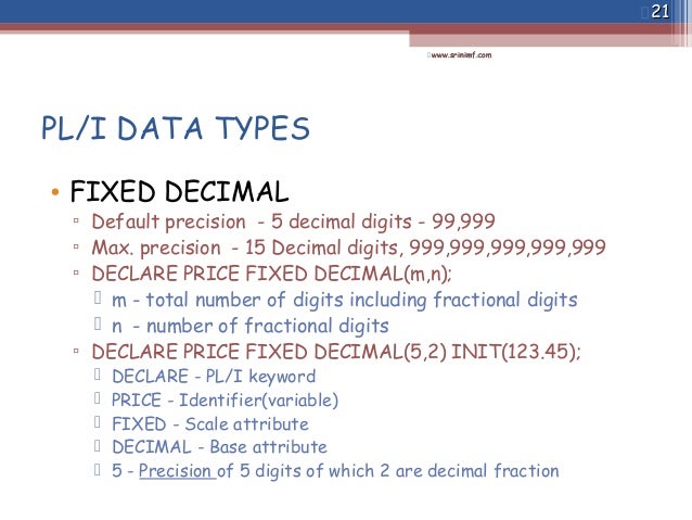 PLI Presentation for Mainframe Programmers