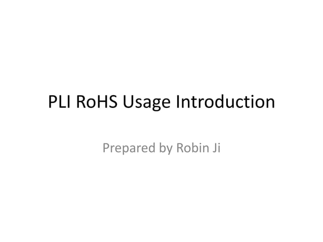 ARAS RoHS usage introduction | PPTX