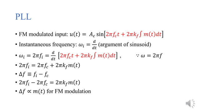 FM Demodulation Using Phase Locked Loop | PPTX | Digital Audio | Computer Software and Applications