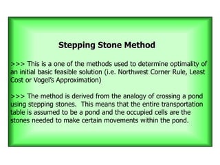 transporation problem - stepping stone method | PPTX
