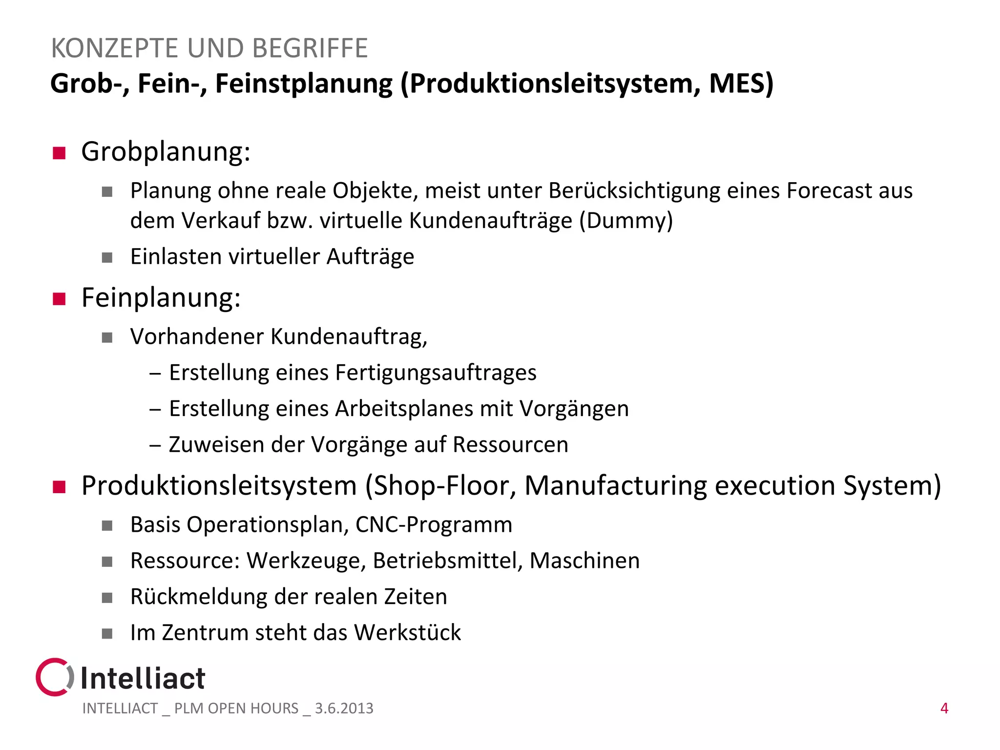 PLM Open Hours - Fertigungsgrobplanung (capable to promise)