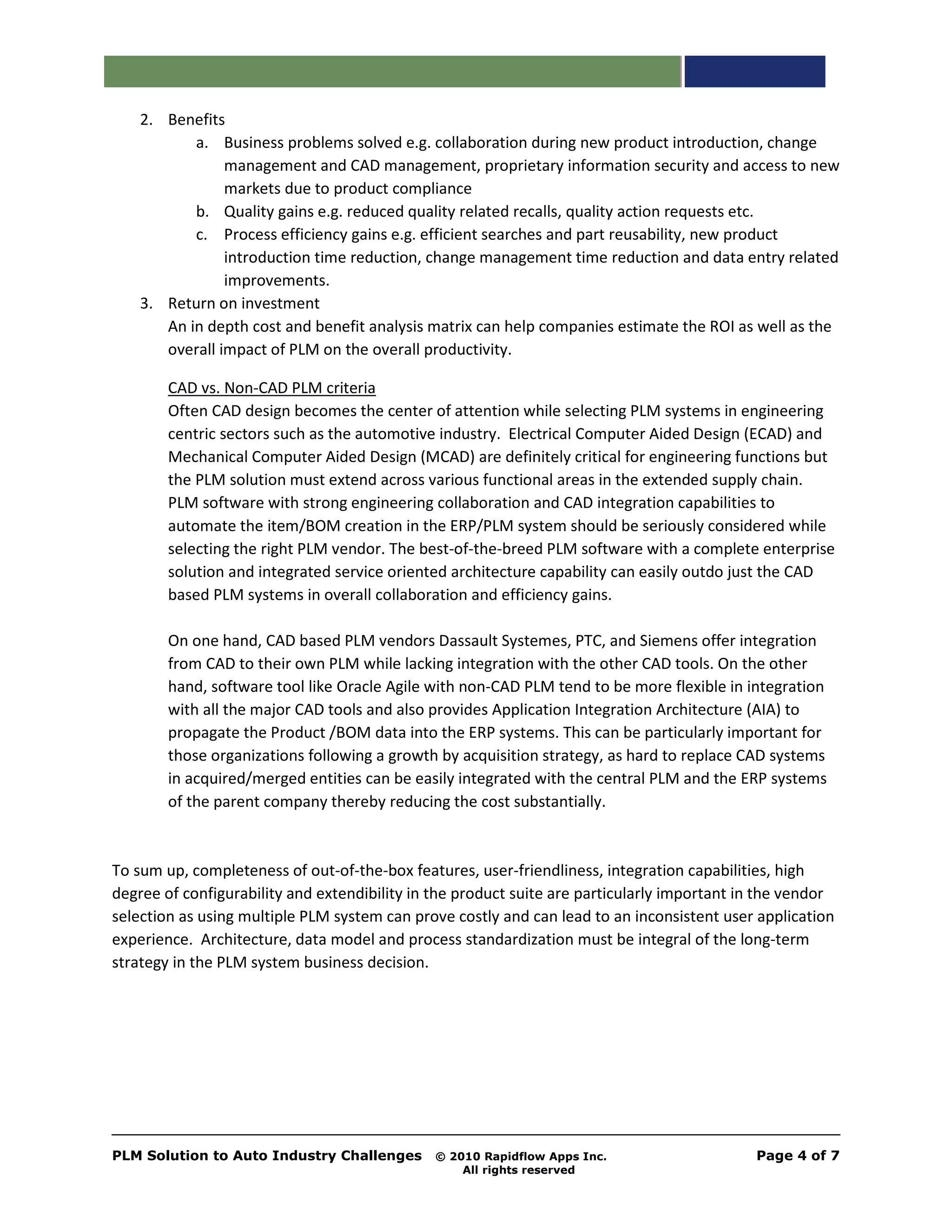 PLM solution to auto industry challenges | PDF