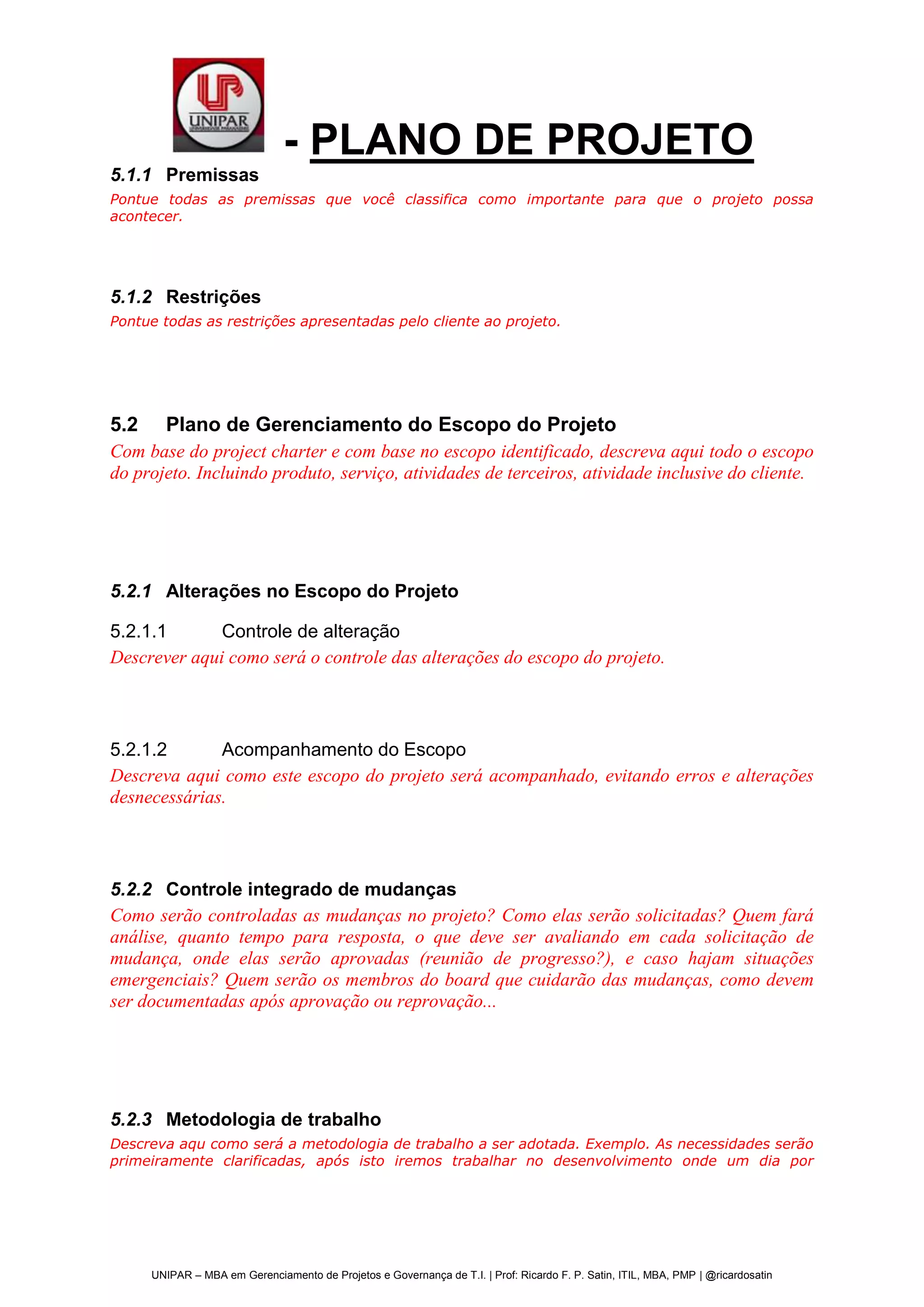 Plano de Projetos | DOCX