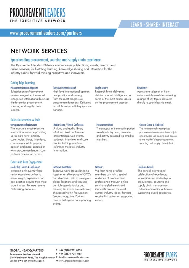 Procurement Leaders Network Factsheet | PDF