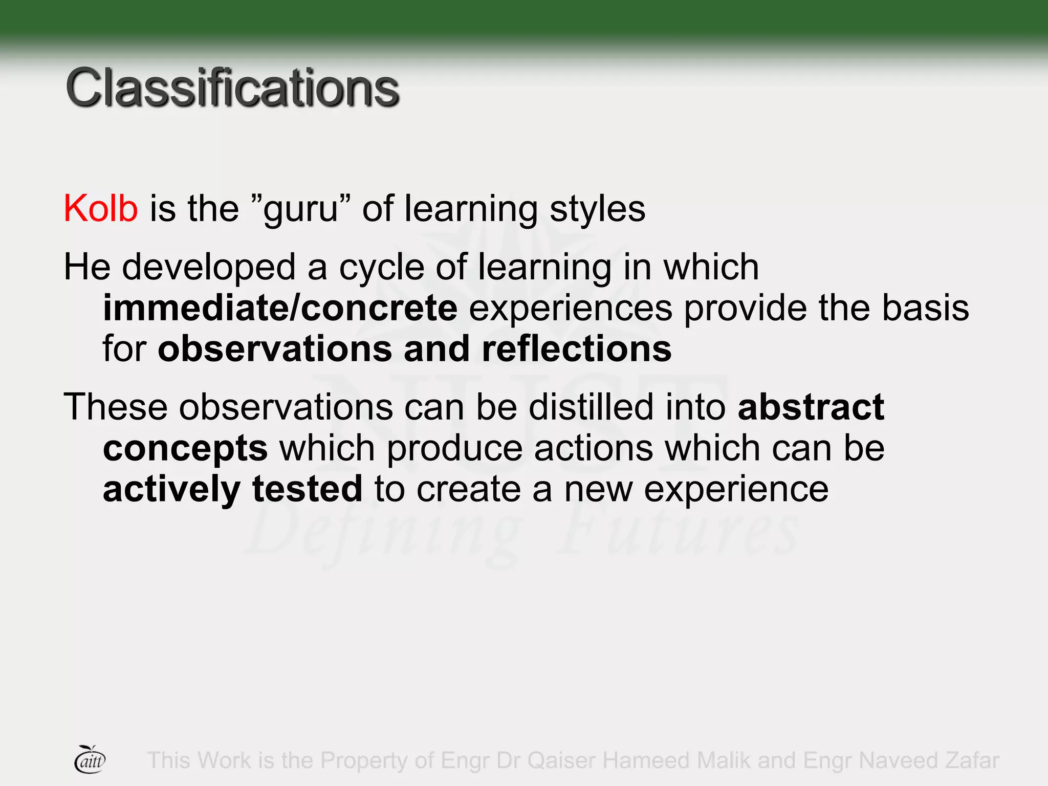 Lec 6 learning styles | PDF
