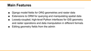 Powerful geographic web framework GeoDjango | PPT