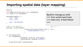 Powerful geographic web framework GeoDjango | PPT