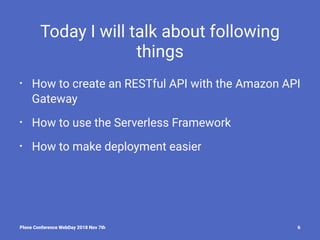 Build a RESTful API with the Serverless Framework | PDF