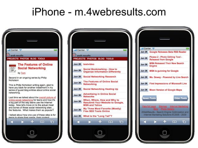 Overview of Plone-based websites for mobile devices. | PPT