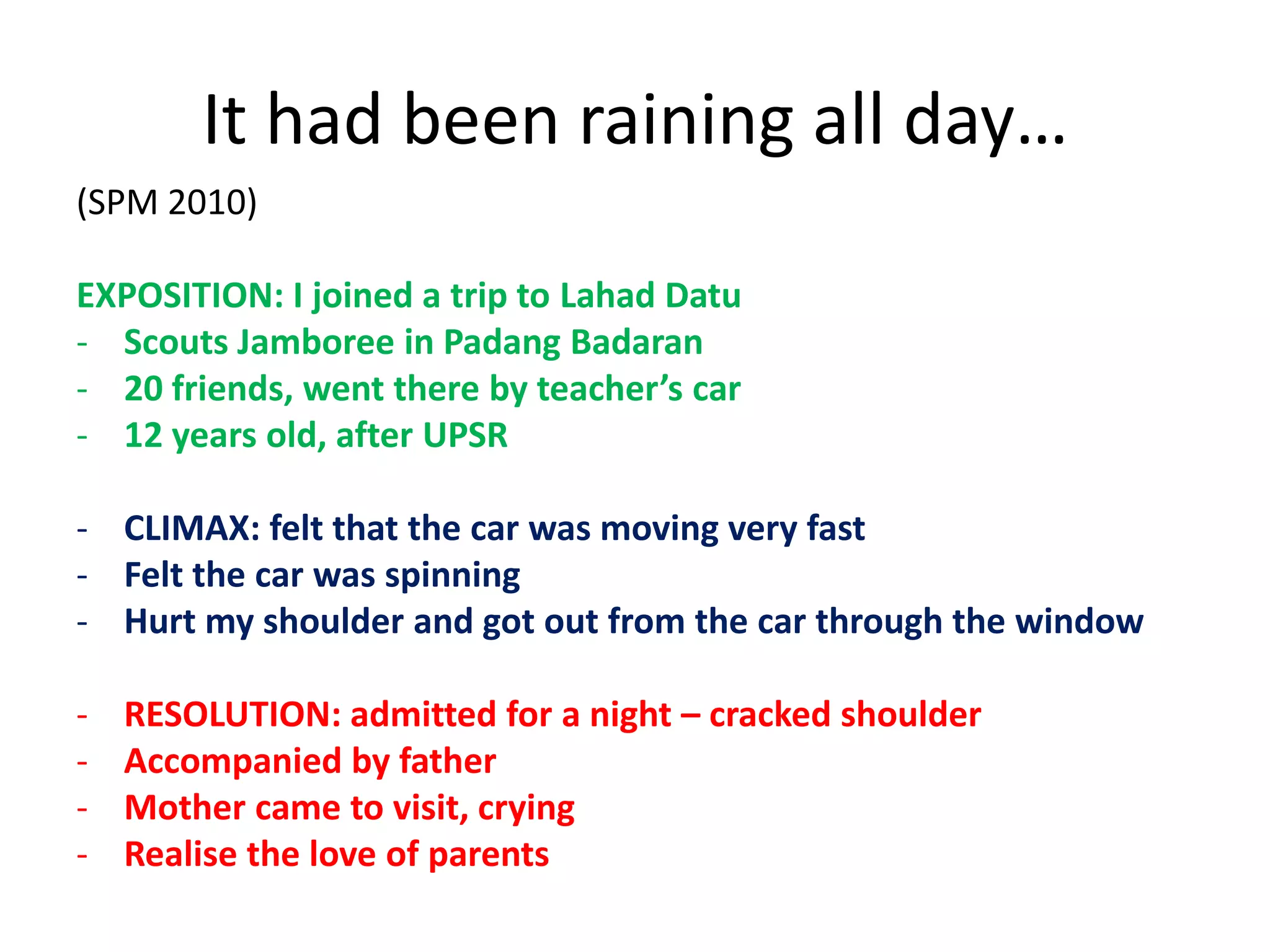 Writing Narrative Essay Plot PPT