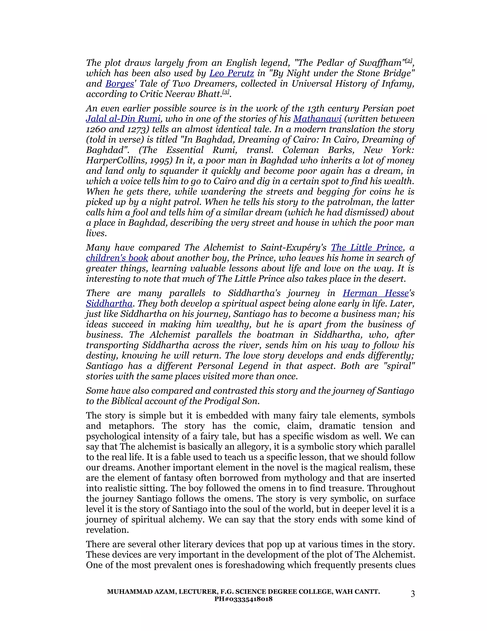 Plot construction in alchemistby muhammad azam | PDF | Free Download Plot construction in alchemistby muhammad azam | PDF | Free Download