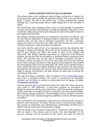 Plot construction in alchemistby muhammad azam | DOC