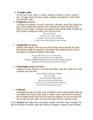 Plot of Oedipus Rex is best tragic plot according to Aristotle | DOCX
