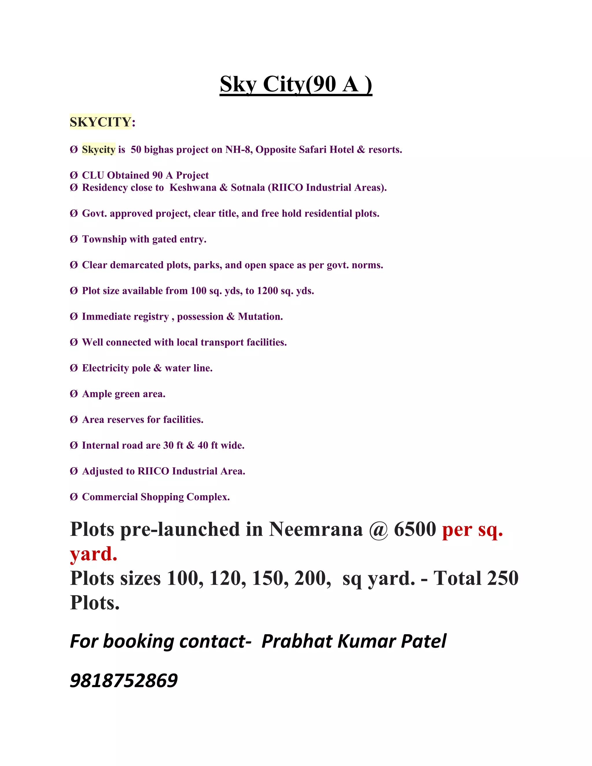 Plots in neemrana behror,nh8 | PDF