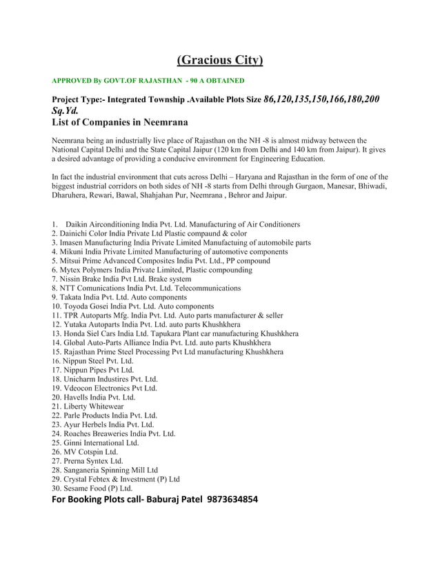 Plots in neemrana behror,nh8 3 | PDF