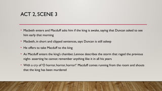 Plot Summary- Act 2, Scenes 3-4 Macbeth GCSE | PPTX