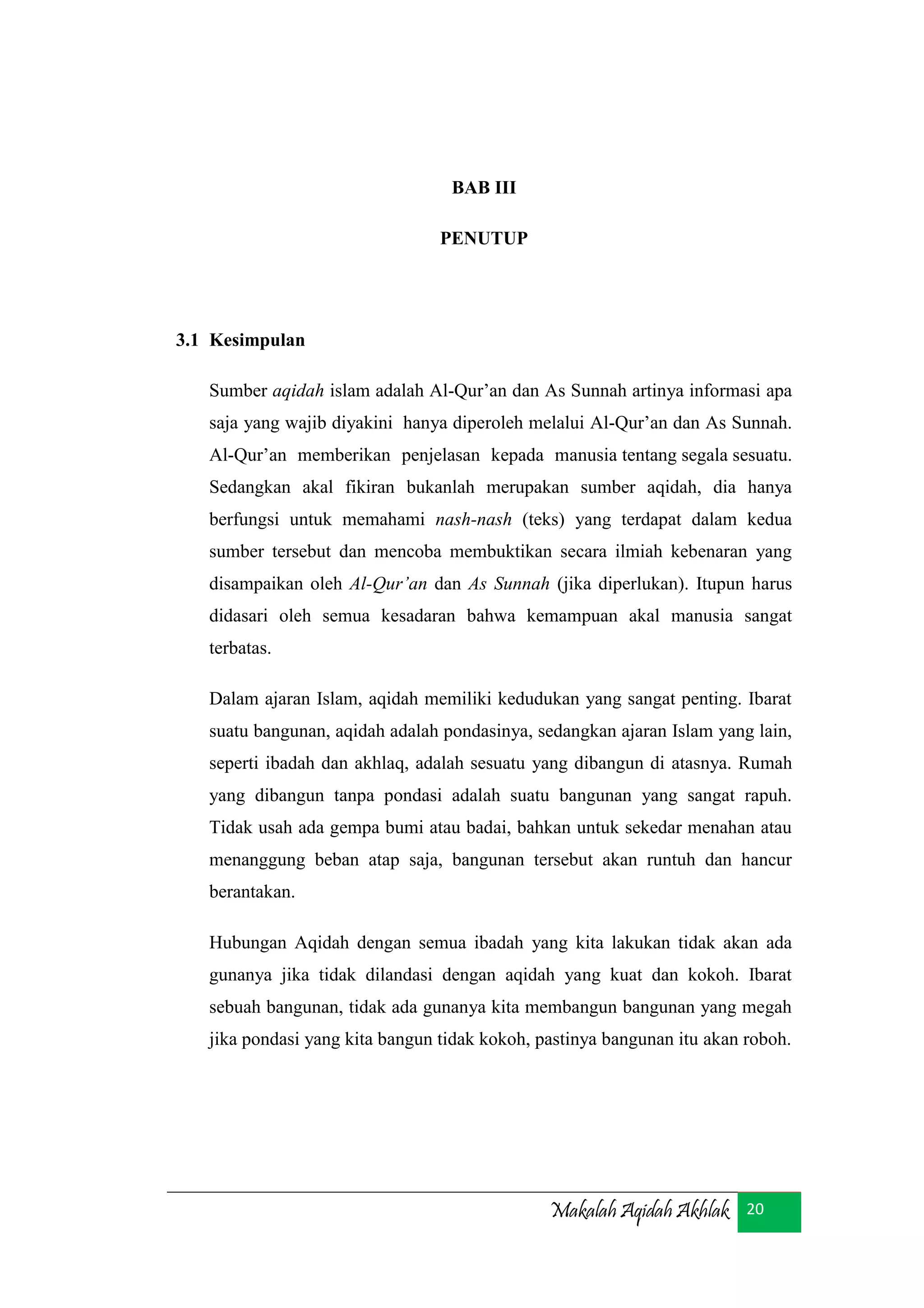 Makalah Aqidah Akhlak | DOCX