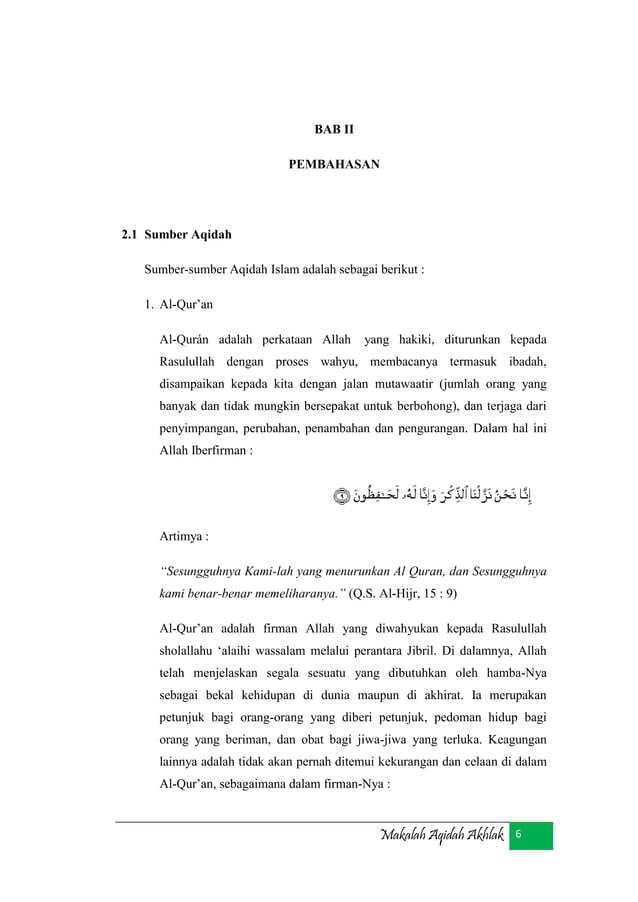 Makalah Aqidah Akhlak | DOCX