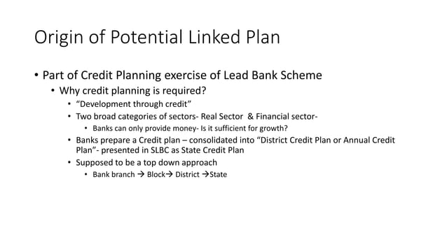 Potential Linked Plan of NABARD and its importance in DCP (District Credit Plan) | PDF ...