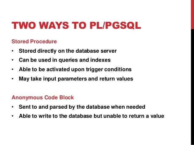 Plpgsql An Introduction On Using Imperative Programming In Postgre 