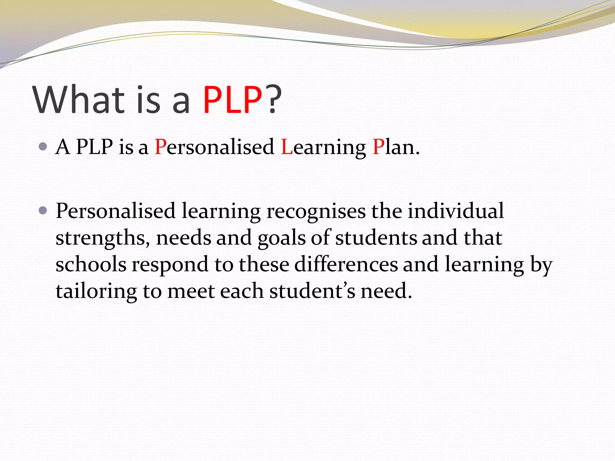 Personalised Learning Plans | PPTX