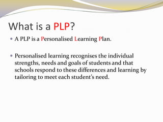 Personalised Learning Plans | PPTX