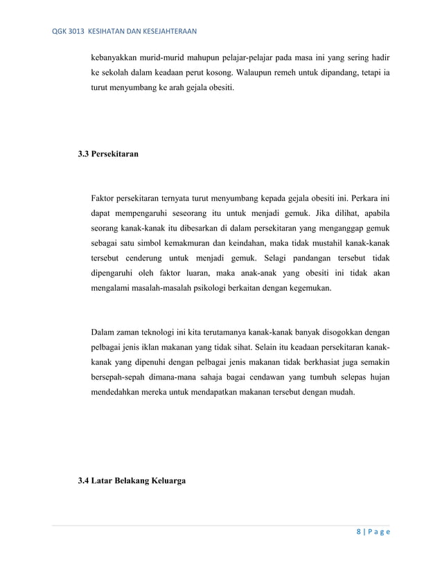 Assignment obesiti qgk 3013 | DOC