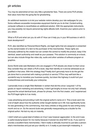 plr articles | PDF