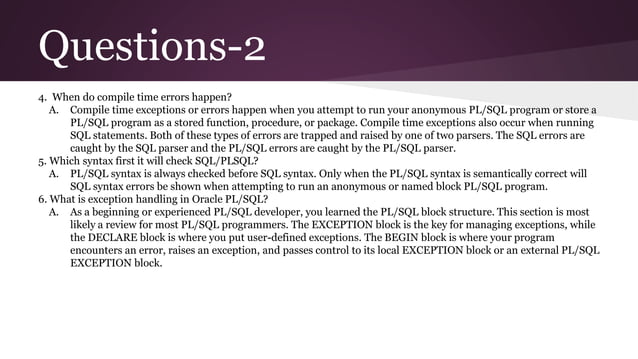 Plsql Interview Questions Pptx Databases Computer Software And Applications