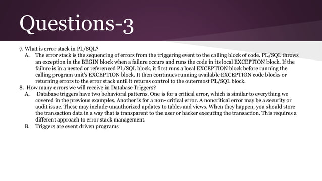 Plsql Interview Questions Pptx Databases Computer Software And Applications