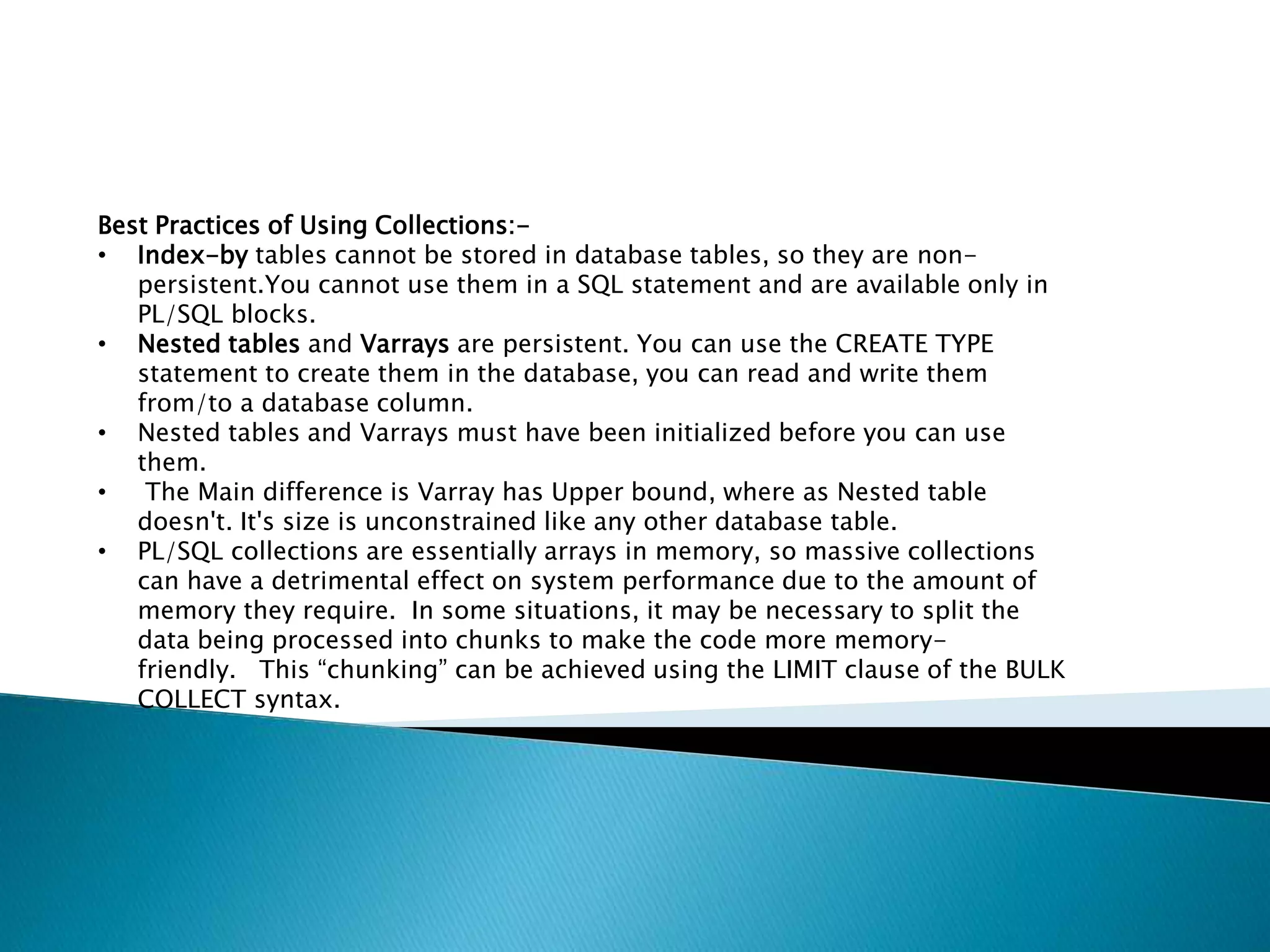Pl sql best practices document | PPT