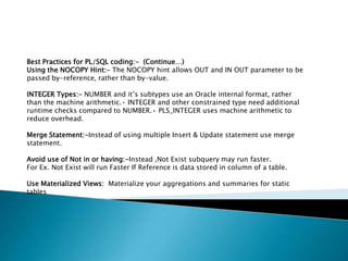 Pl sql best practices document | PPT