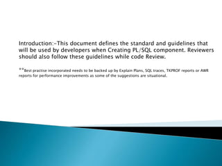Pl sql best practices document | PPT