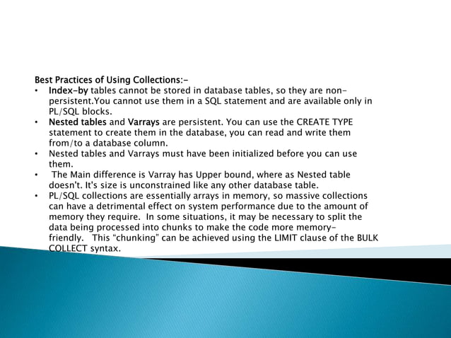 Pl sql best practices document | PPT