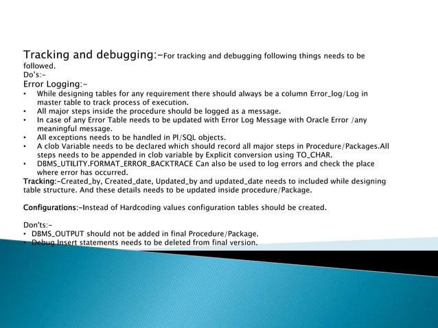 Pl sql best practices document | PPT