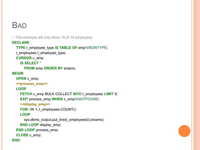 Plsql And Sql Coding Guidelines Part 5 Pptx Databases Computer