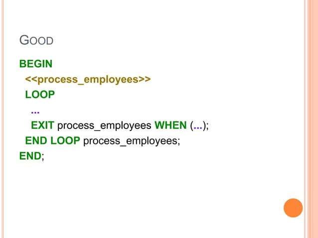 Plsql Coding Guidelines Part 6 Ppt
