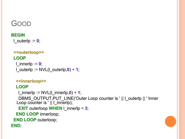 Plsql Coding Guidelines Part 6 Ppt