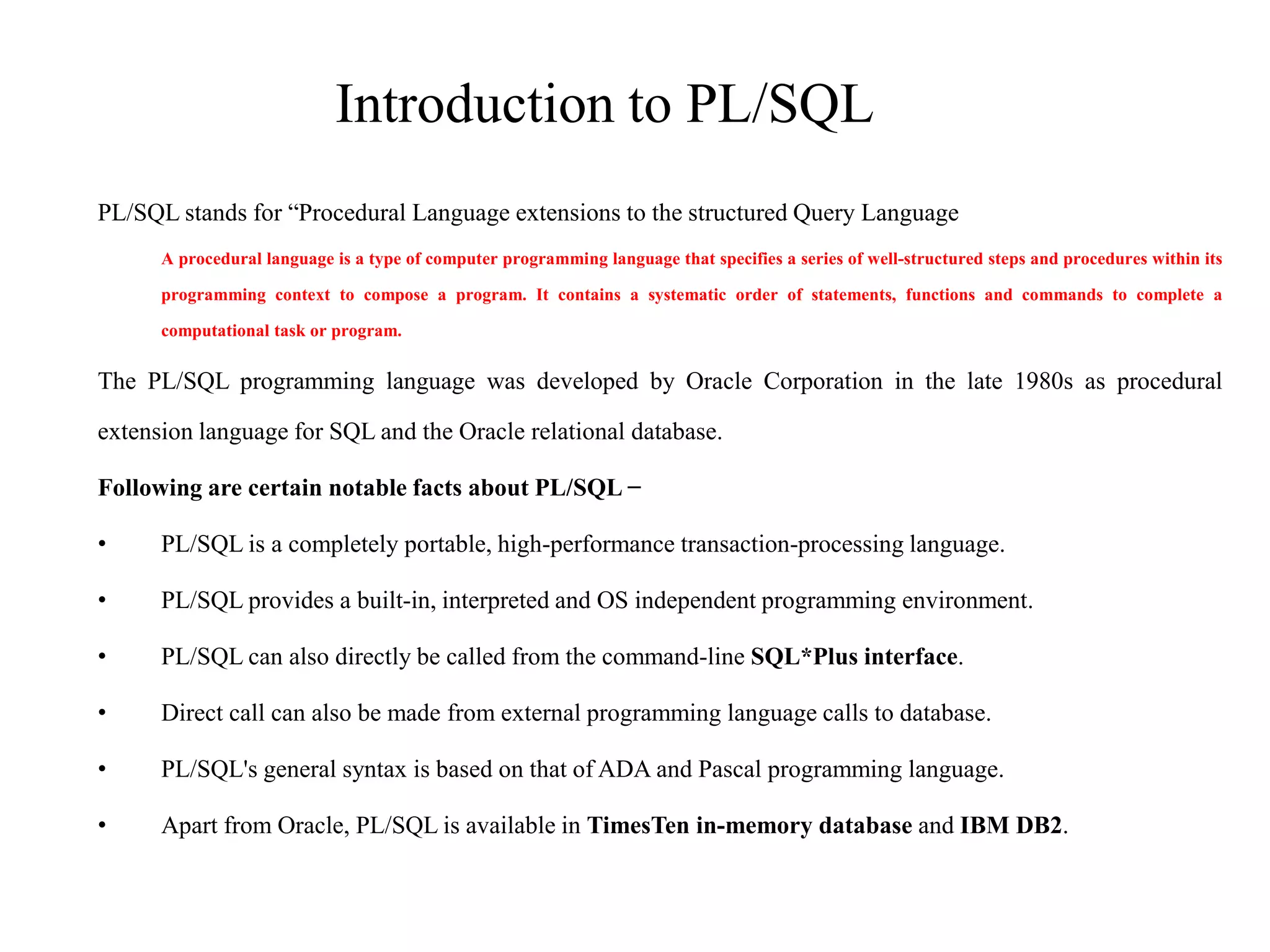 Pl sql content | PPT