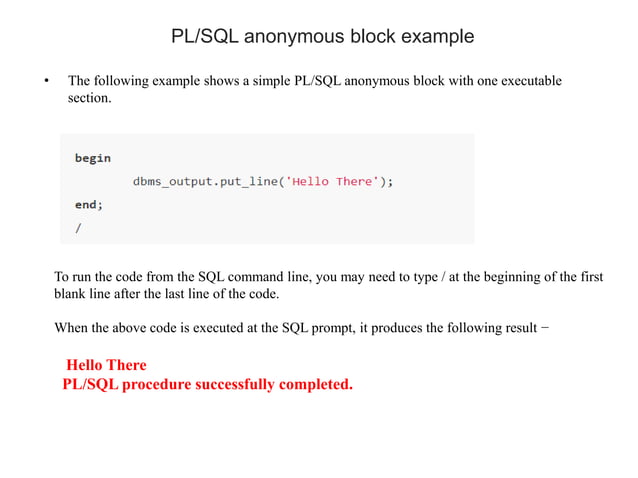 Pl sql content | PPT